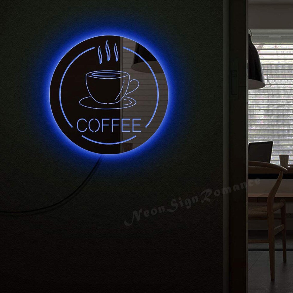 Custom Coffee Shop LED LOGO Light Sign丨wall Mirror for | Etsy