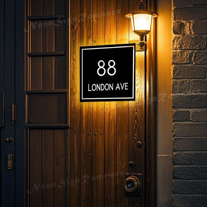 Custom LED House Numbers - Personalized Glowing Metal Address Plaque ...