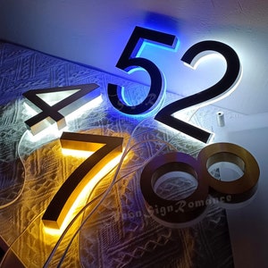 Custom Illuminated Address Number Sign, Metal Backlit Door Number,led ...