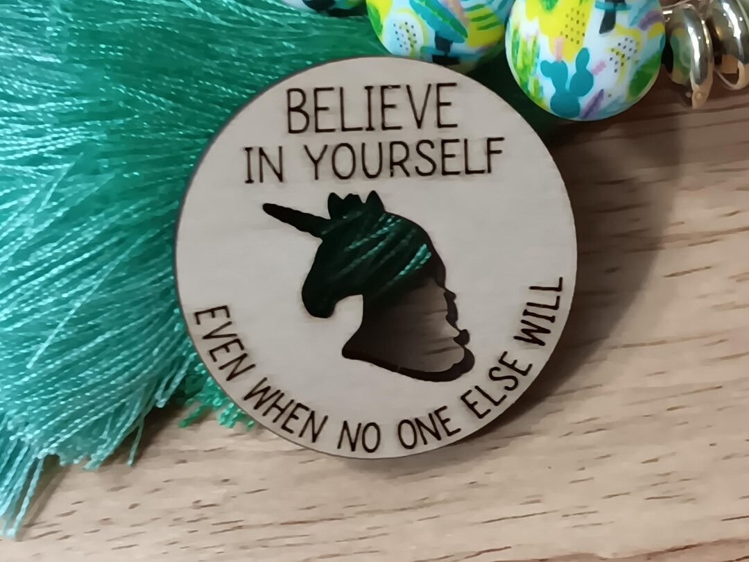 Believe in Yourself Unicorn Token: Engraved Maplewood Pocket Hug - Etsy