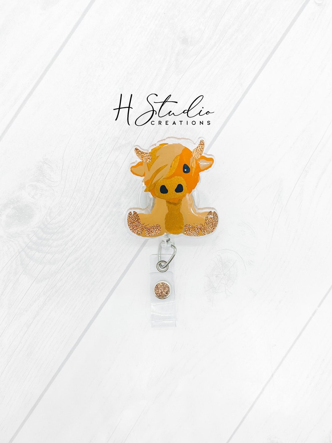 Highland Cow Badge Reel, Animal Badge Reel, Cow Gifts for Women, Nurse ...