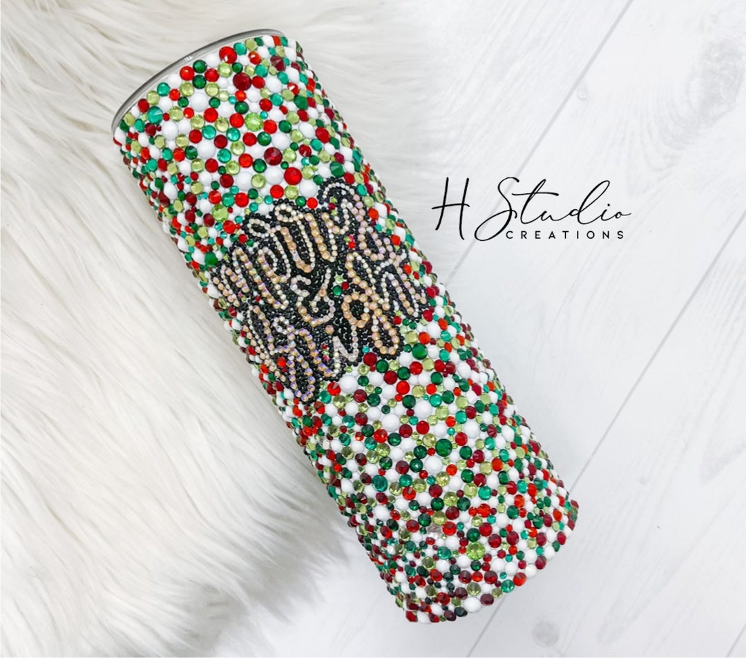 Christmas Rhinestone Tumbler, Bling Cup With Straw, Christmas Gift for ...