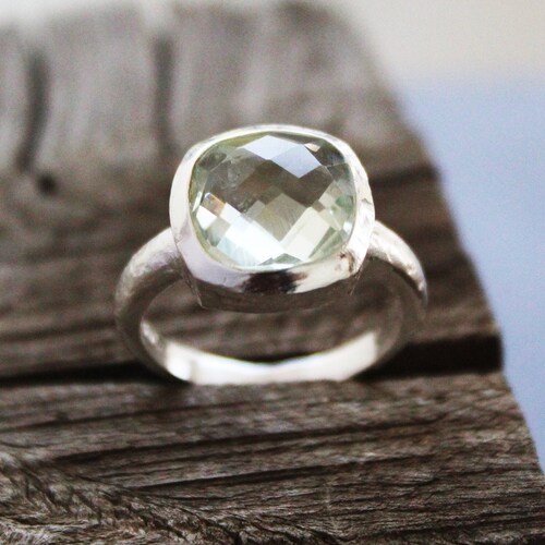 Natural Green Amethyst Ring Sterling Silver 925 Gemstone - Etsy