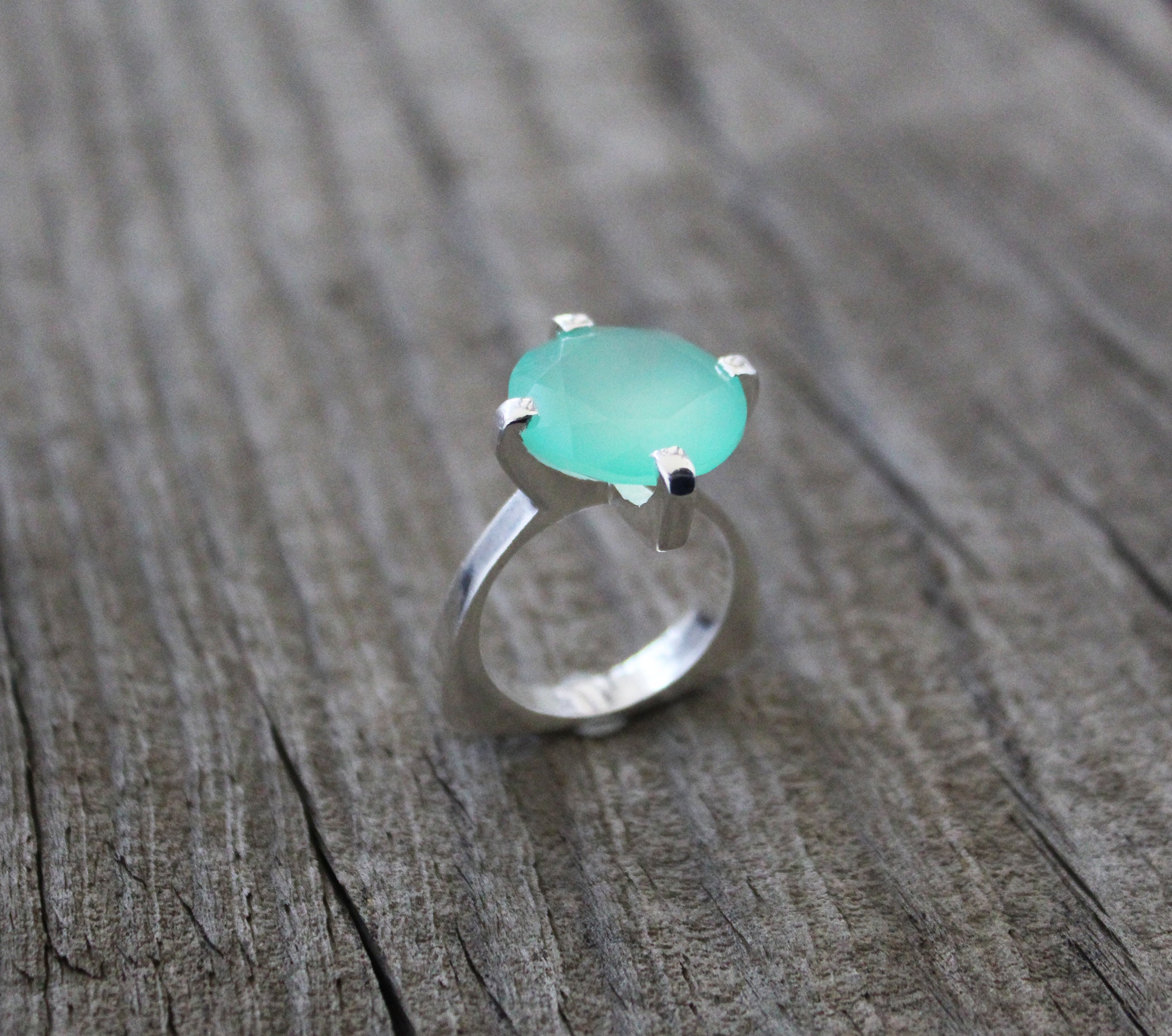 Aqua Chalcedon Ring Sterling Silber Ring Geschenk für Sie - Etsy.de