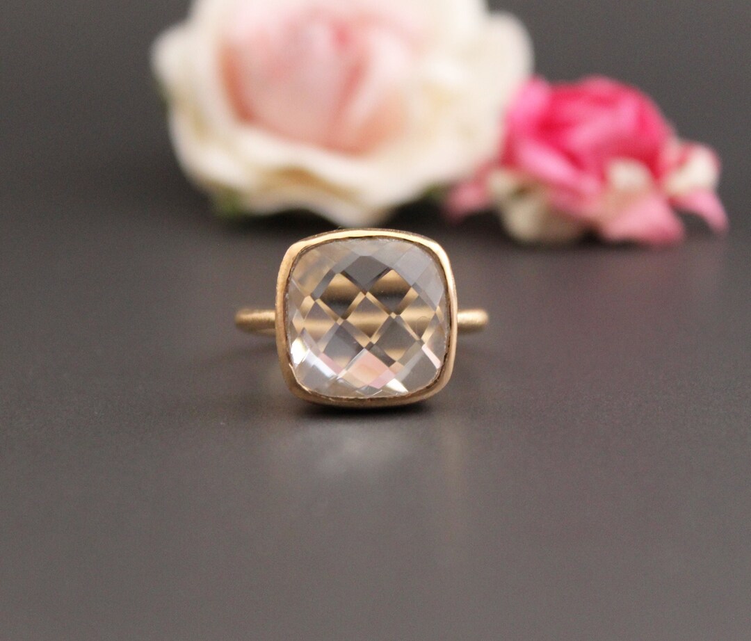 Clear Crystal Ring, Handmade Gemstone Ring, Clear Crystal Ring, Ring ...