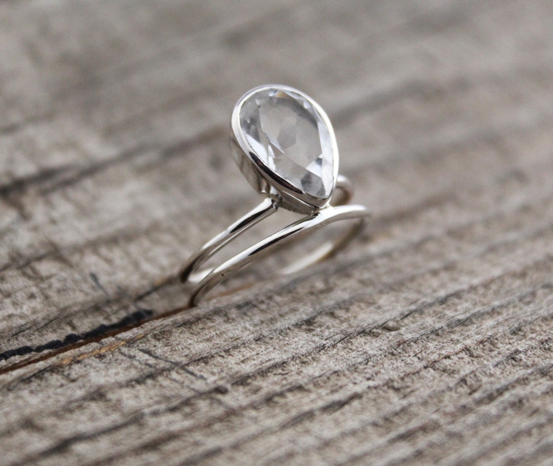 Clear Crystal Quartz Ring Sterling Silver Ring Clear Crystal - Etsy
