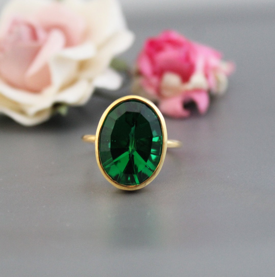 Emerald Quartz Ring, Gemstone Ring, Prestolite Ring, Statement Ring ...