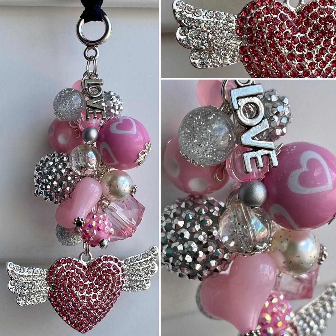 Car Mirror Charm HEART for Rear View Mirror or Clip for Purse, Bag ...