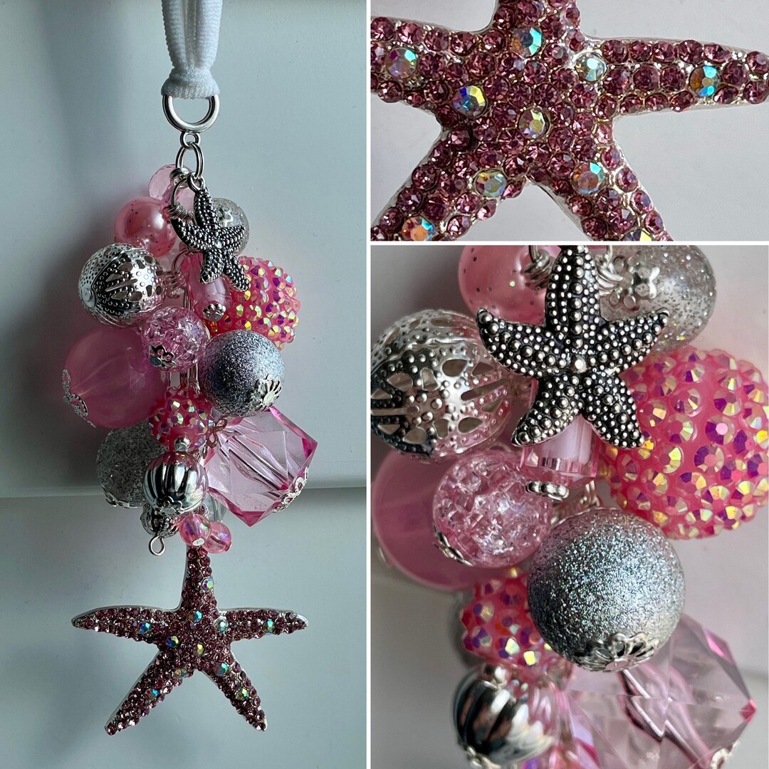 STARFISH Car-mirror Charm for Rear View Decor OR Clip for Purse, Bag ...