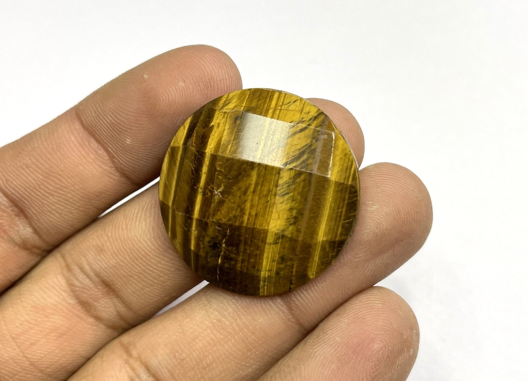 Tiger Eye Rose Cut Gemstone 40.00 Carat Flashy Fire Tiger Eye Round ...