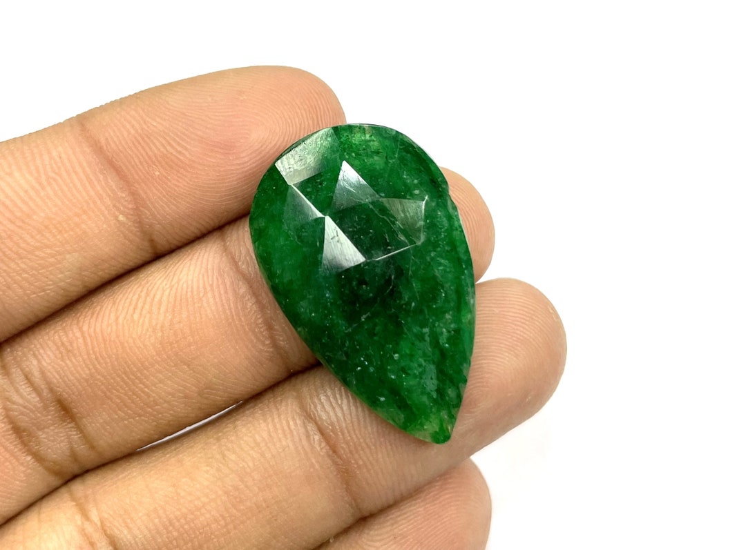 Pear Shape Emerald Gemstone 32x20 Mm Natural Beryl Emerald Rose Cut ...