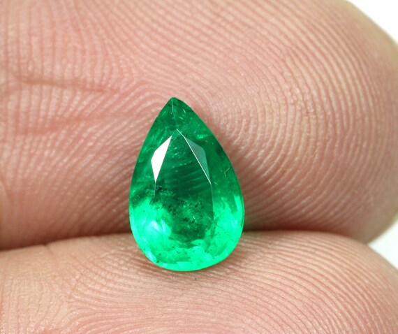 Green Beryl Emerald Faceted Gemstone Big Size Emerald Gemstone Pear ...