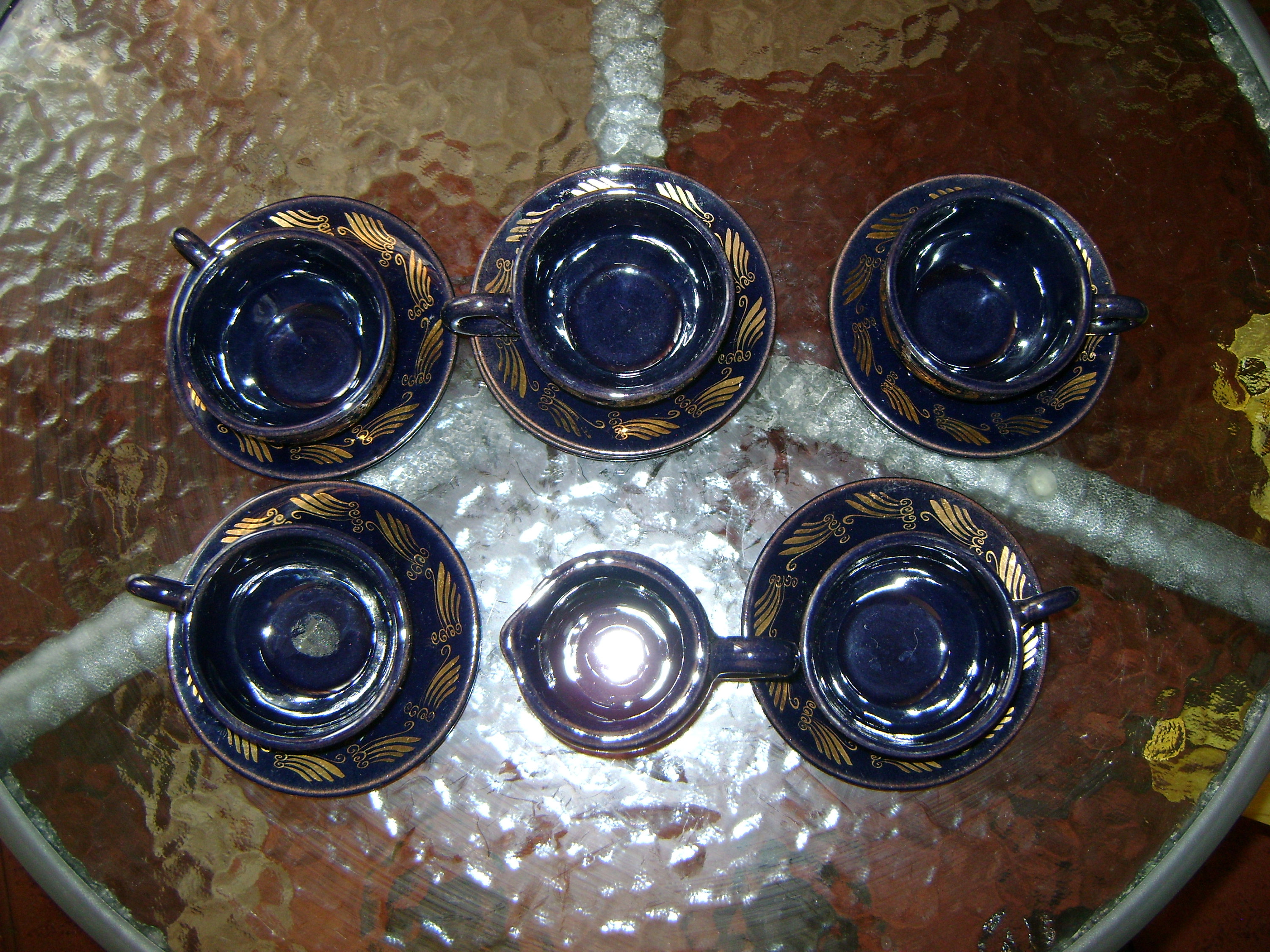 Vintage Ceramic Gold Plated Tea Set for Five People Cobalt bulgaria ...