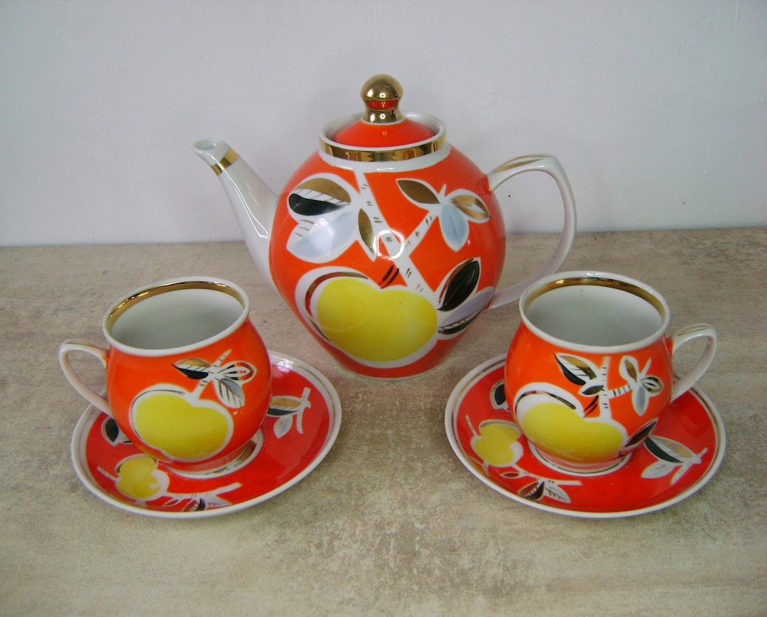 Vintage Ukrainian Porcelain China Tea Set for Two Apple (ukraine ...