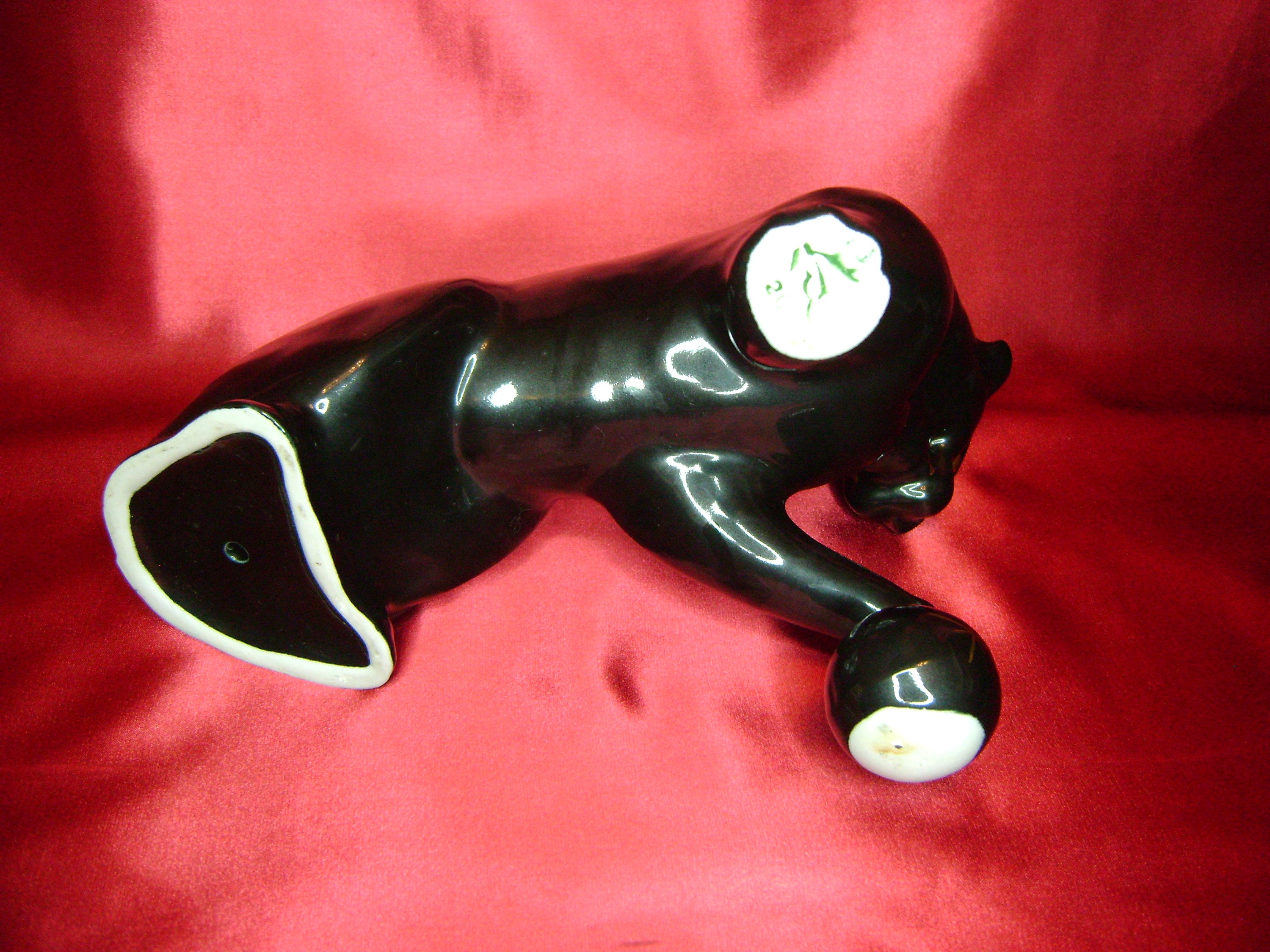 Soviet Animal Porcelain Figurine Black Panther With Ball Puma Сougar ...