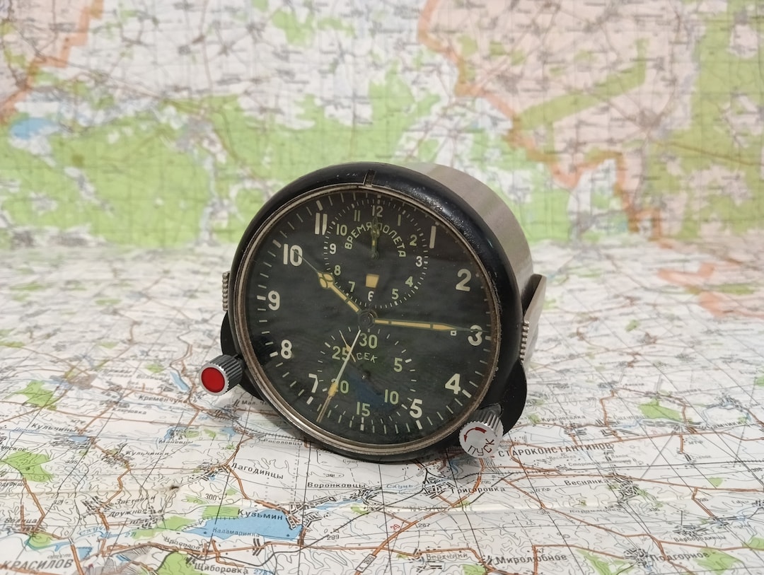 Soviet Aircraft MIG-21 Tu Cockpit Panel Mechanical Clock Chronograph ...