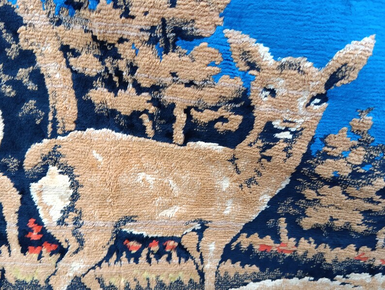 Vintage Soviet Plush Wall Carpet Rug Primitive Rustic Gobelin Tapestry ...