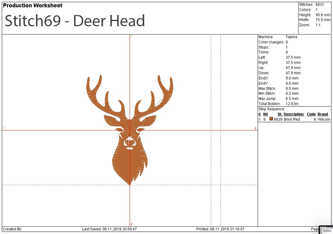 Deer Head Embroidery Design for Machine Embroidery - Bundle in Art Dst ...