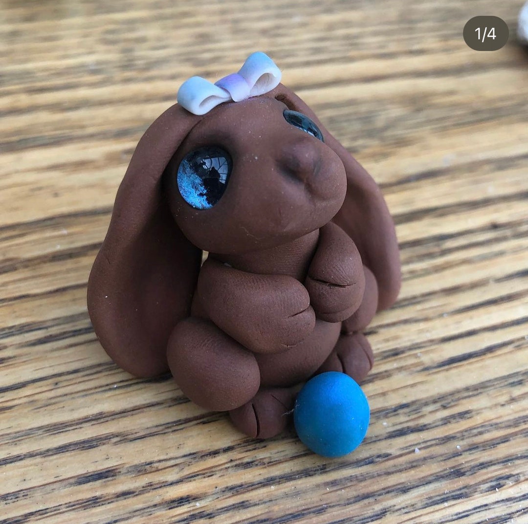 Choco Bunny Polymer Clay Sculpture Figurines Ornament - Etsy