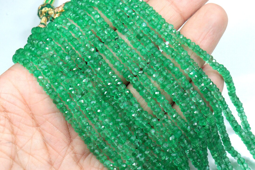 Green Emerald Gemstone Beads Emerald Faceted Strand Emerald Washers ...