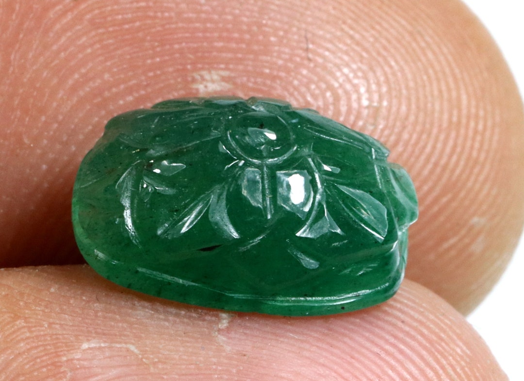 Mughal Carving Emerald Gemstone - Beryl Emerald Loose Gemstone - Carved ...