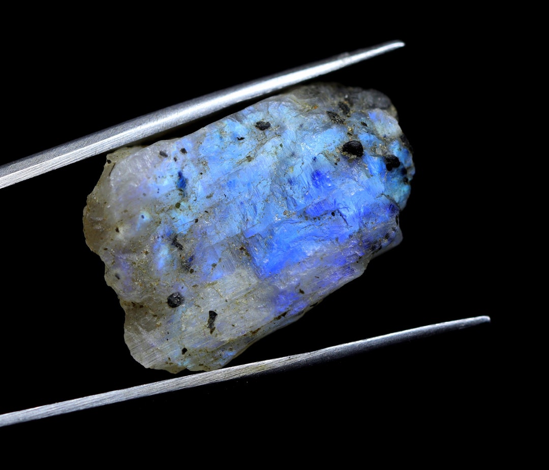 Natural Blue Fire Rainbow Moonstone Rough Gemstone Moonstone Raw Flashy ...