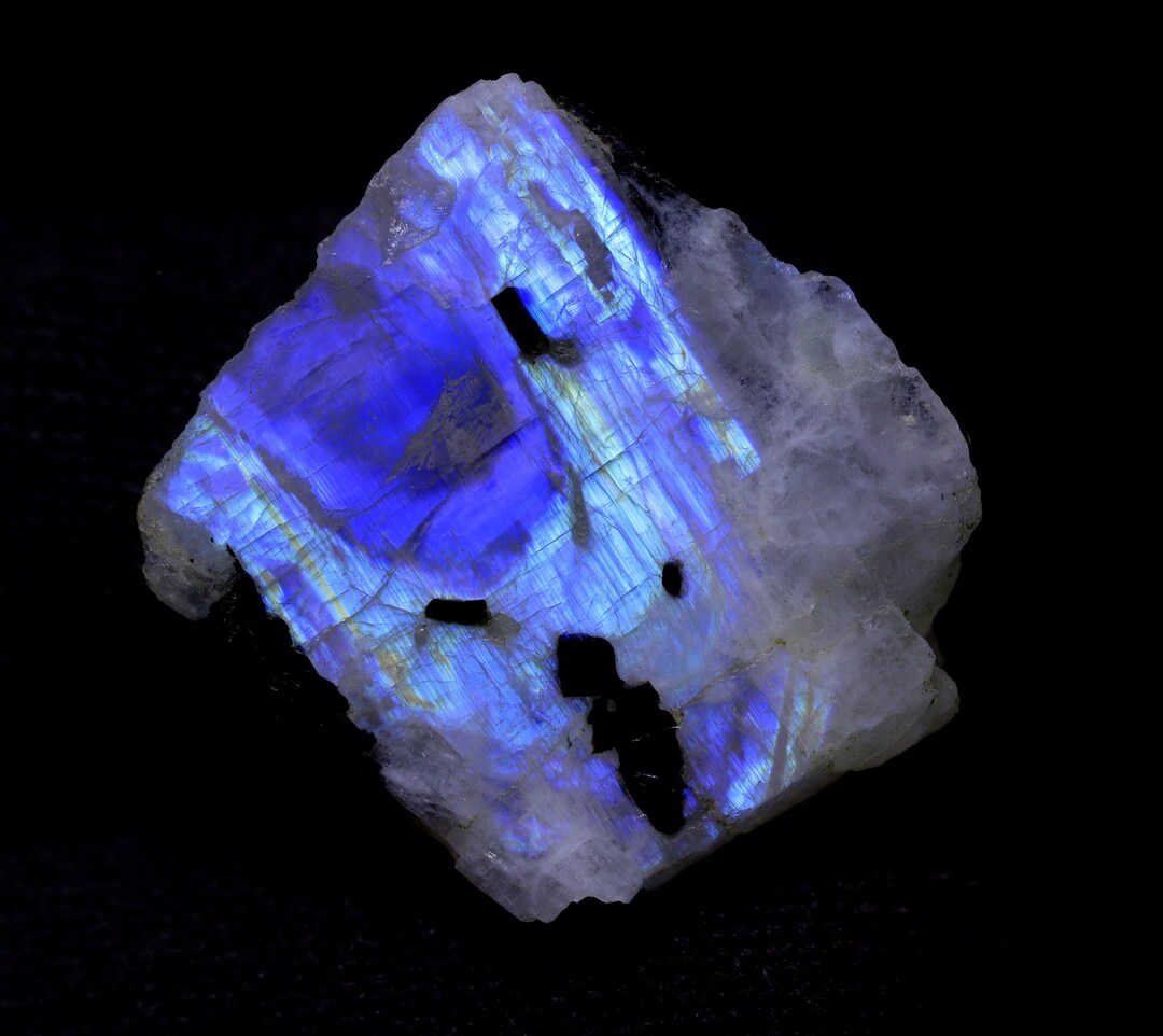 Flashy Blue Fire Natural Rainbow Moonstone Raw Rough Gemstone June ...
