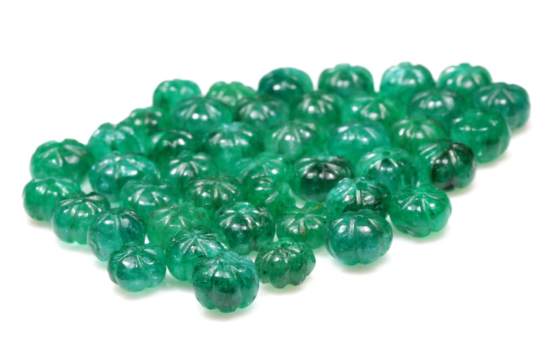 Green Beryl Emerald Carving, Watermelon Shape, Loose Gemstone (6-8mm ...