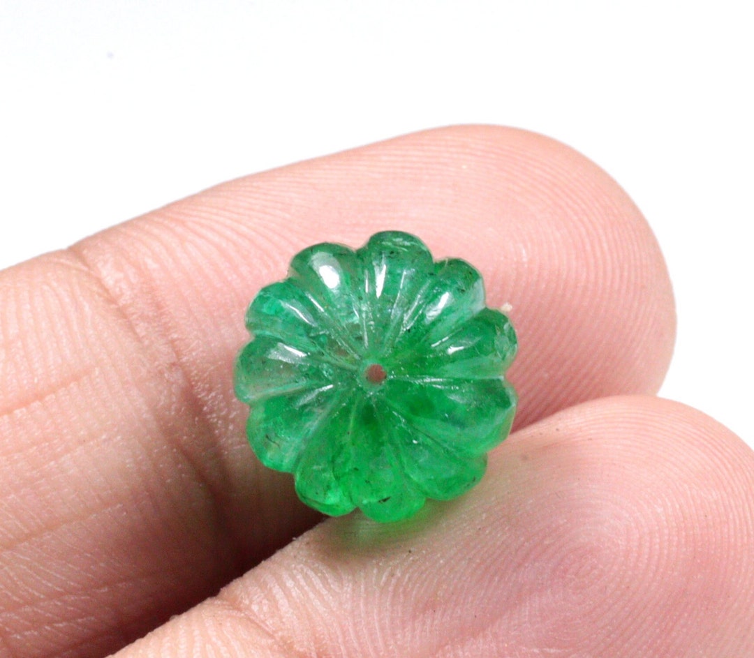 Carved Beryl Emerald Gemstone: Watermelon Pendant (12mm, 10.80 CRT) - Etsy