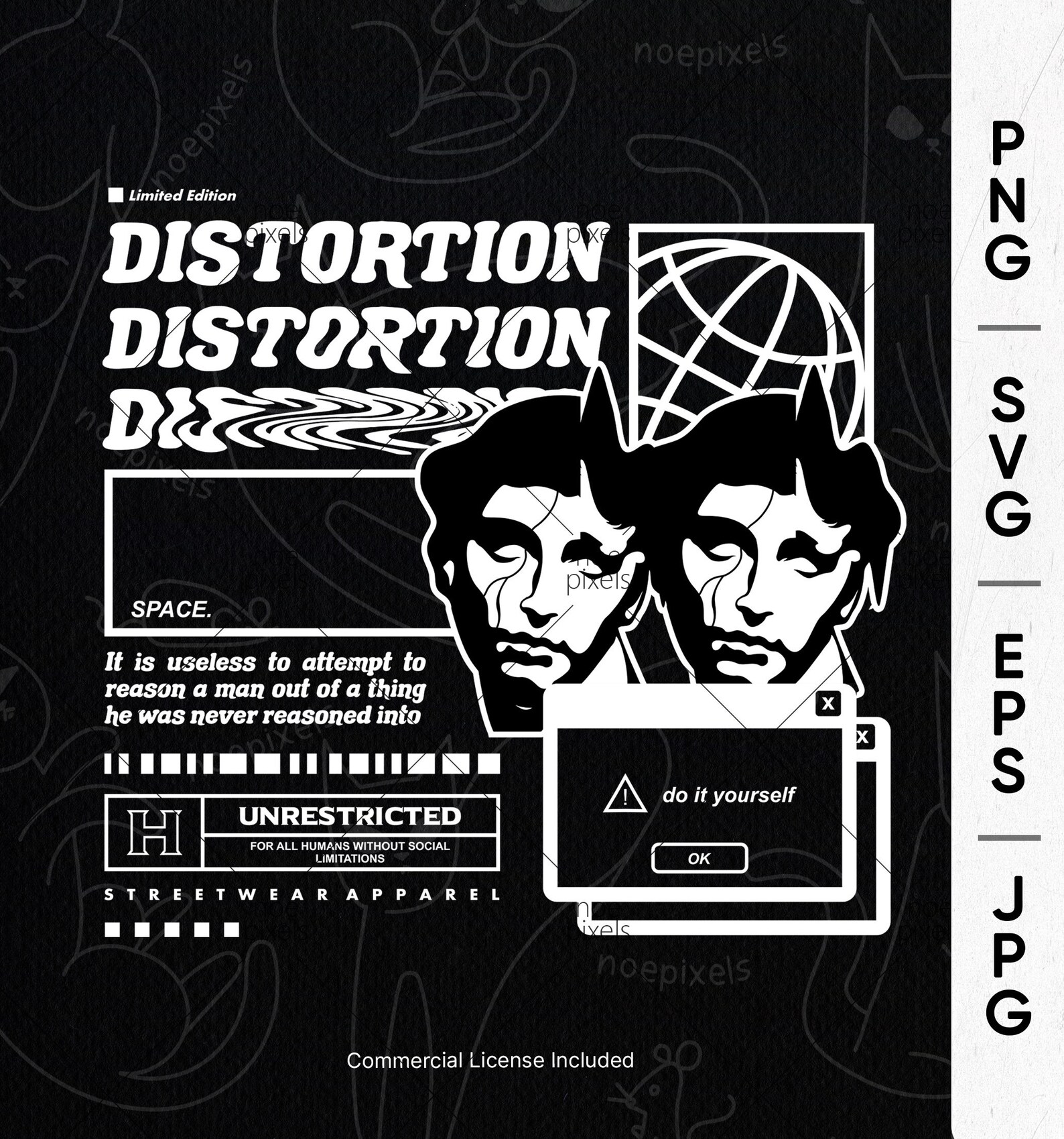 Distortion Urban Streetwear T-shirt Design, Urban Streetstyle Png Svg ...