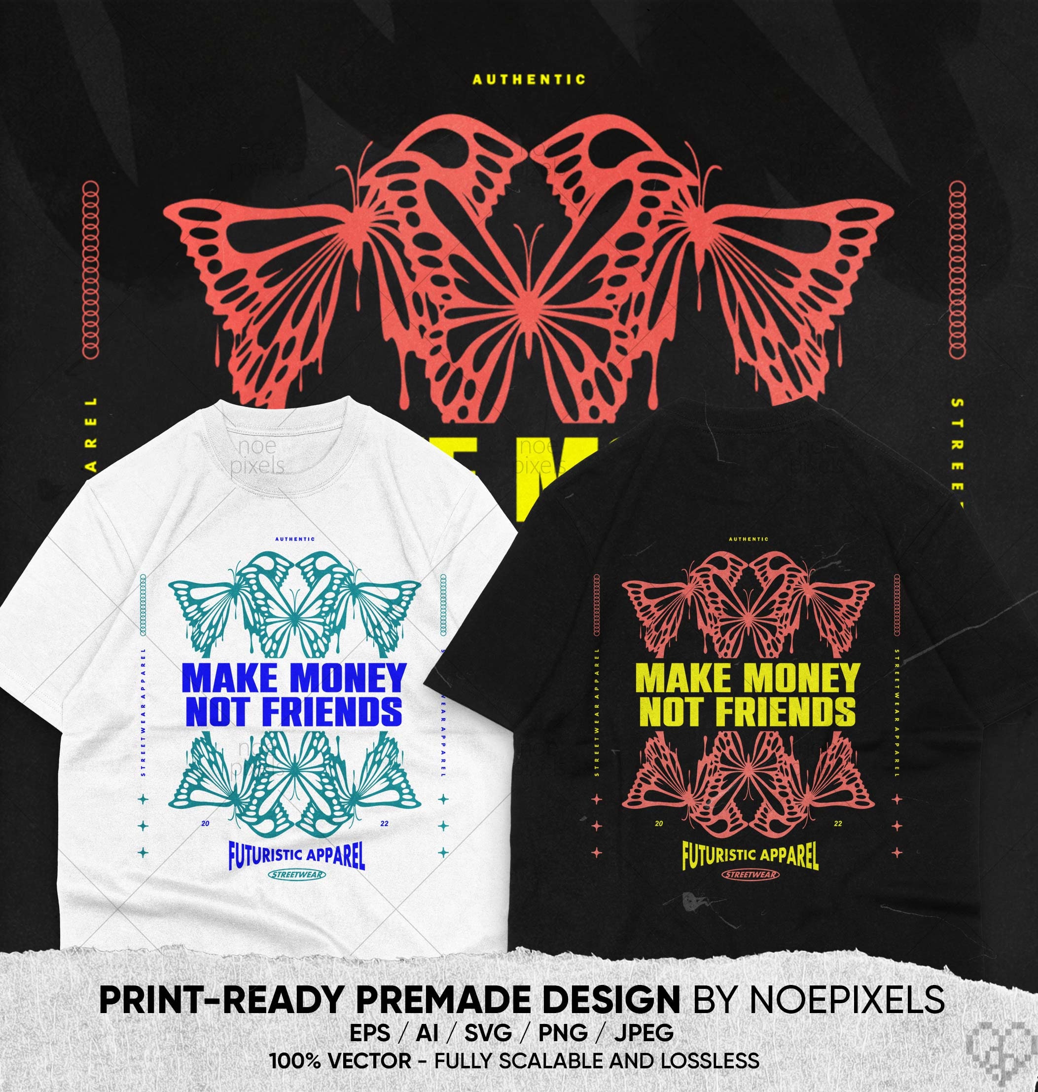 Make Money Not Friends Urban Streetwear T-shirt Design, Urban ...