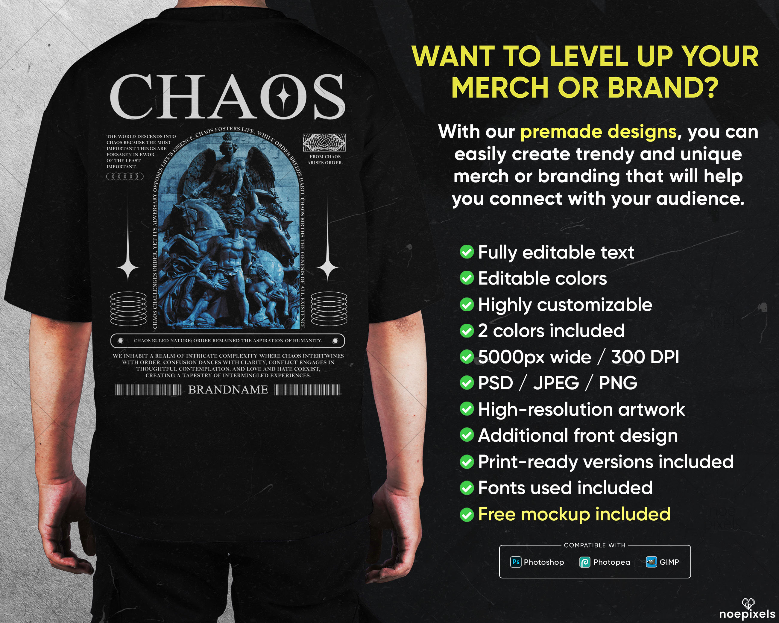 Chaos Urban Streetwear T-shirt Design, Urban Streetstyle Png, Pop ...