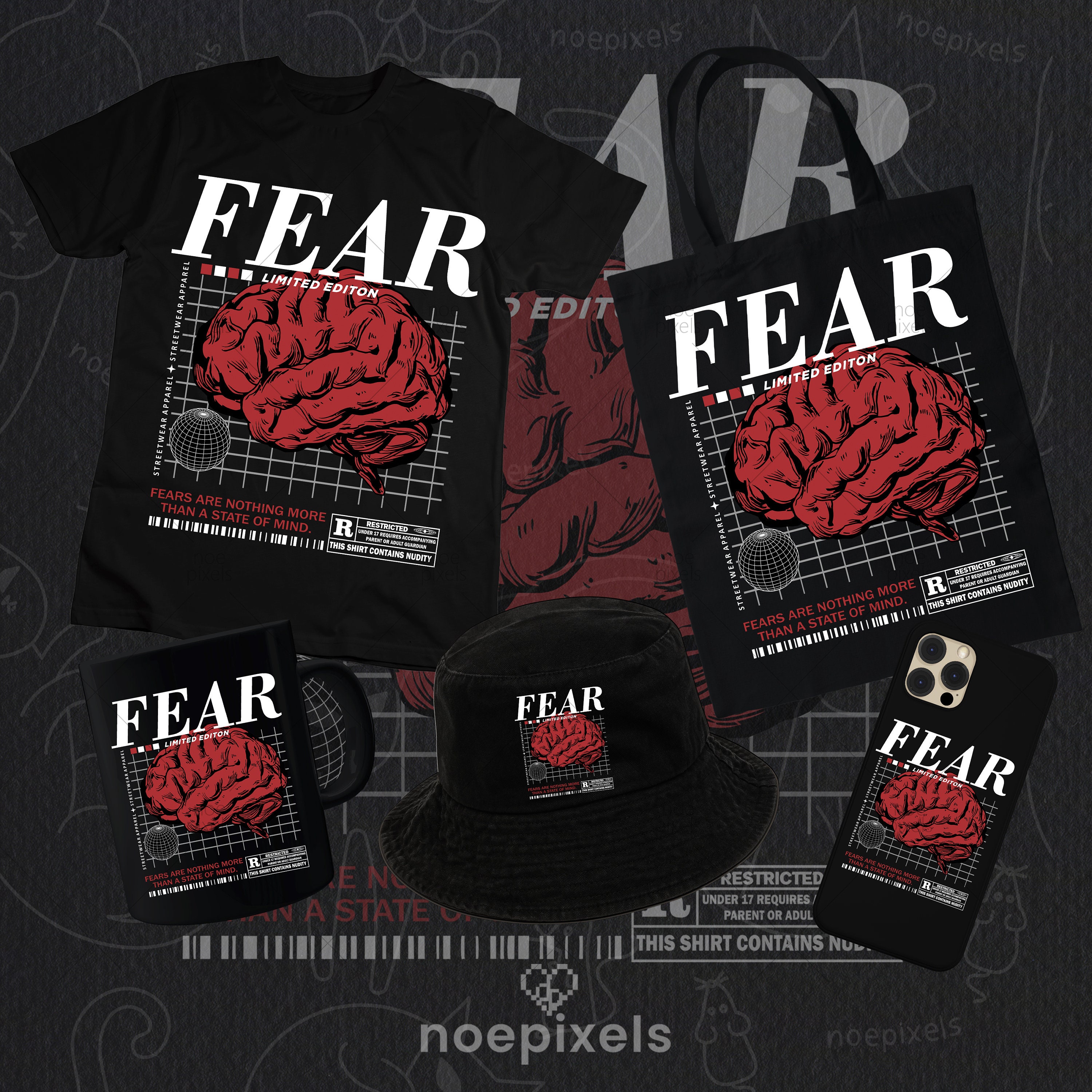 Fear Urban Streetwear T-shirt Design, Fear is Merely A State of Mind ...