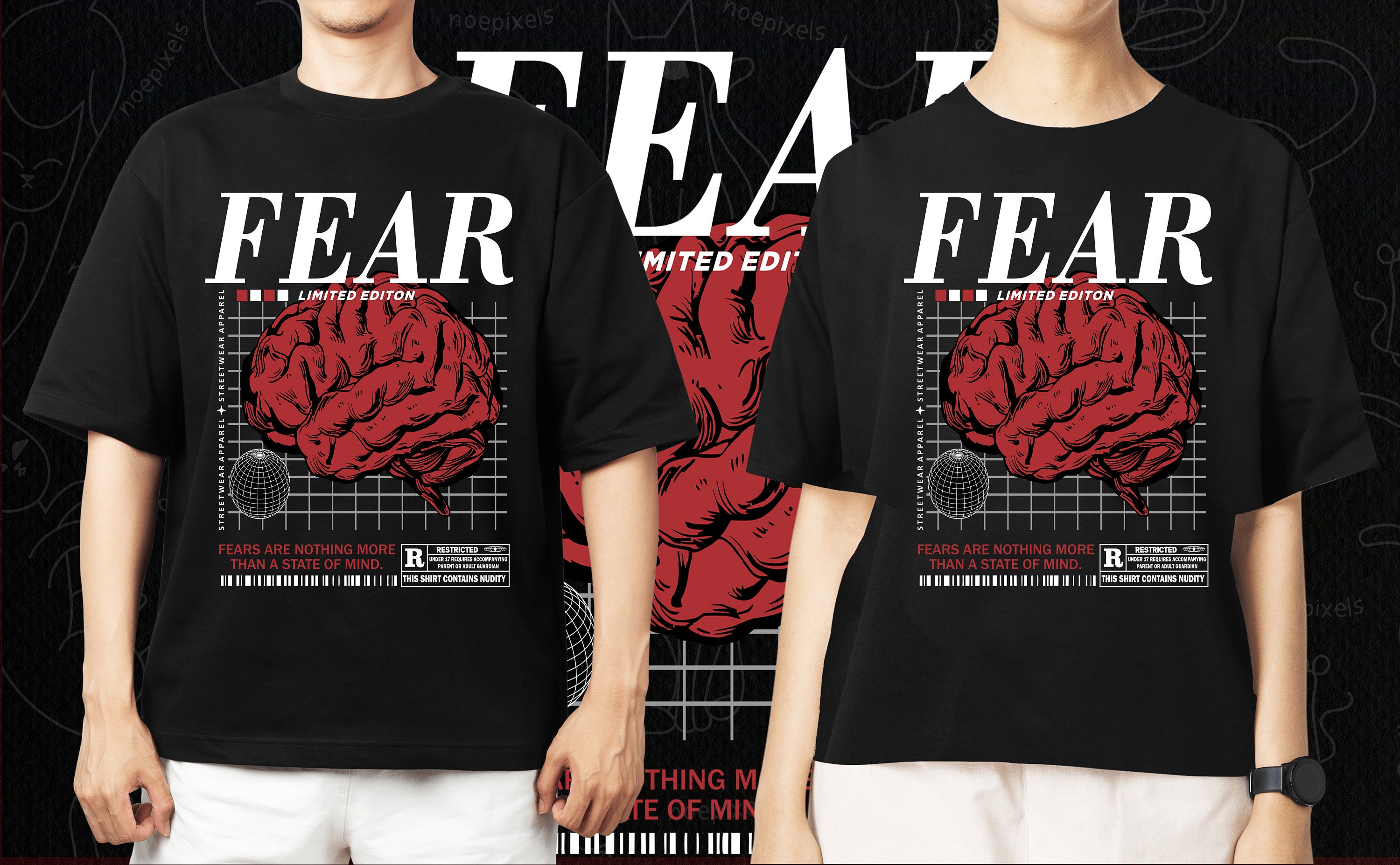 Fear Urban Streetwear T-shirt Design, Fear is Merely A State of Mind ...