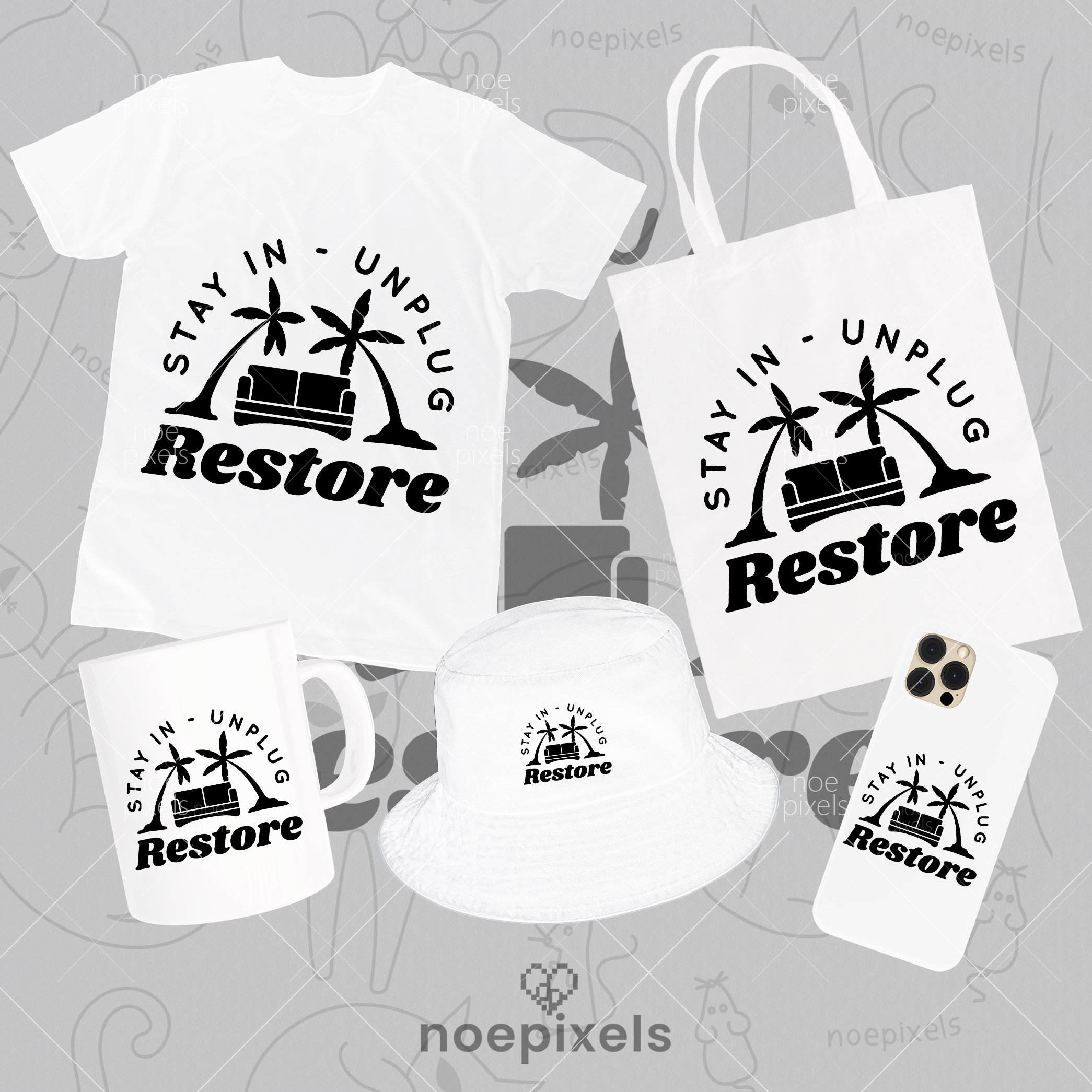 Stay-in Unplug Restore Svg Cut File T-shirt Design, Staycation Summer ...