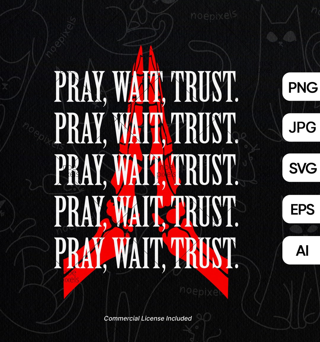 Pray Wait Trust Christian Urban Streetwear Design, Urban Streetstyle ...