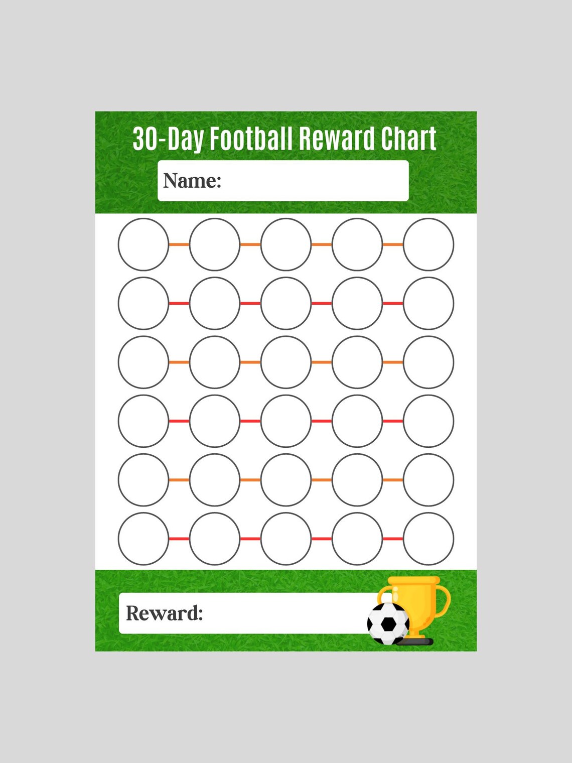 Football Reward Chart Simple Football/soccer Reward Chart, PDF Print ...
