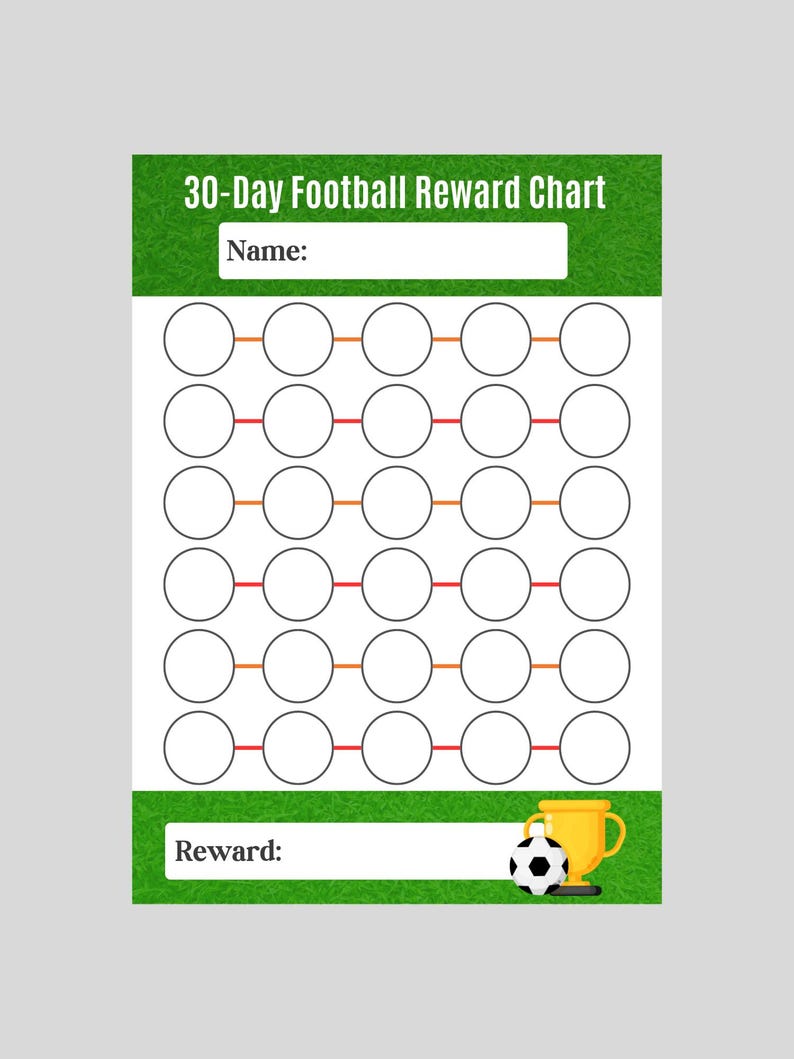Football Reward Chart Simple Football/soccer Reward Chart, PDF Print ...