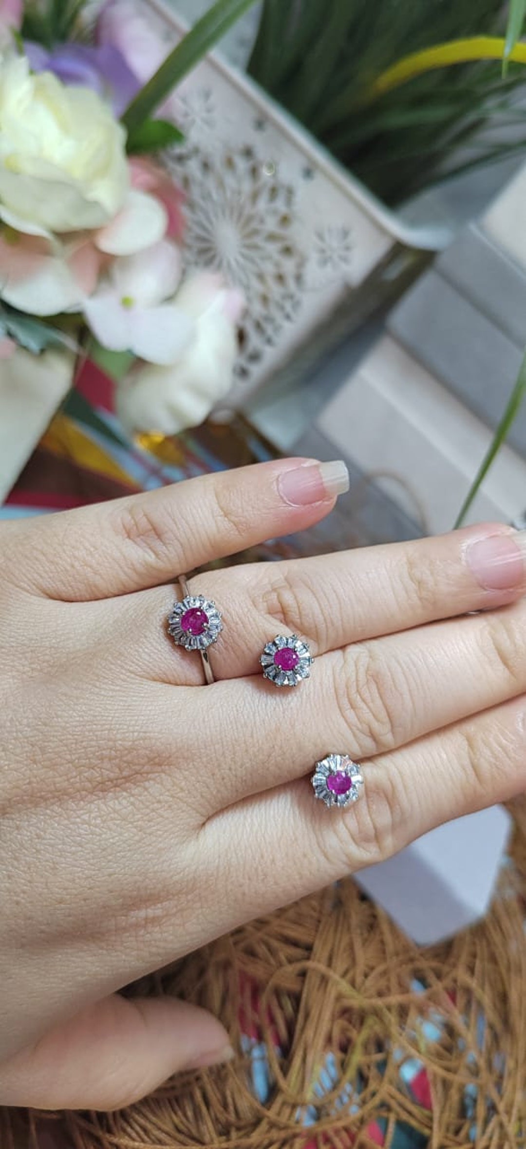 Untreated Natural Mogok Burmese Ruby With Zirconia Accent S925 Silver ...