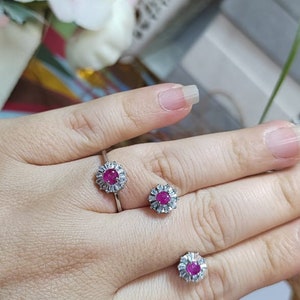 Untreated Natural Mogok Burmese Ruby With Zirconia Accent S925 Silver ...