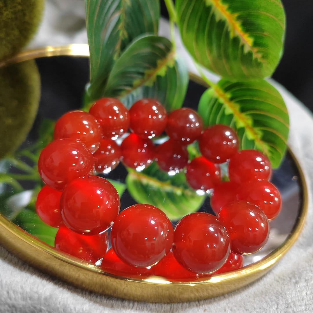Certified Sichuan Liangshan Waxi Nanhong Agate Bead Bracelet: Natural ...