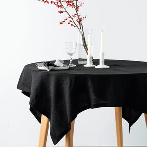 Black Linen Tablecloth Custom Size Rectangle Square Round Small Long ...