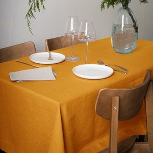 Mustard Yellow Linen Tablecloth in Various Sizes Rectangle - Etsy