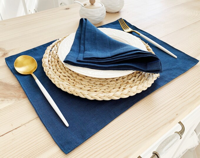 Olive Green Linen Placemats Set of 2 Dinner Table Wedding - Etsy