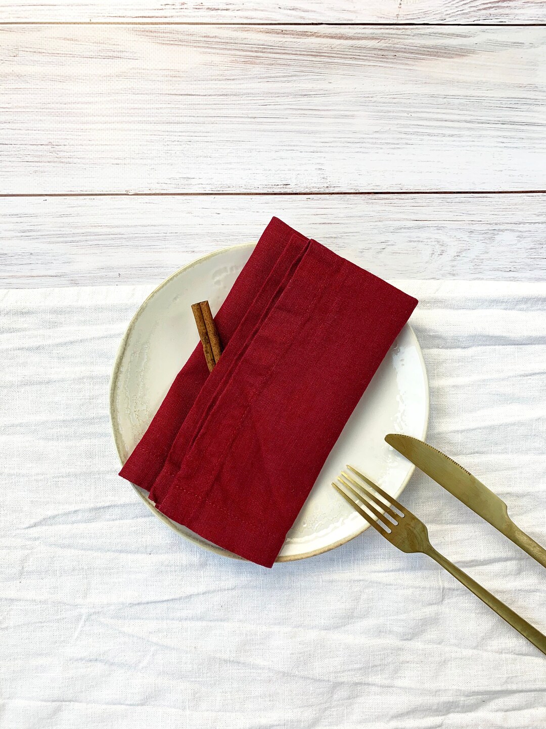 Set of 4 red wine linen napkins Wedding Dinner cocktail Dark red ...