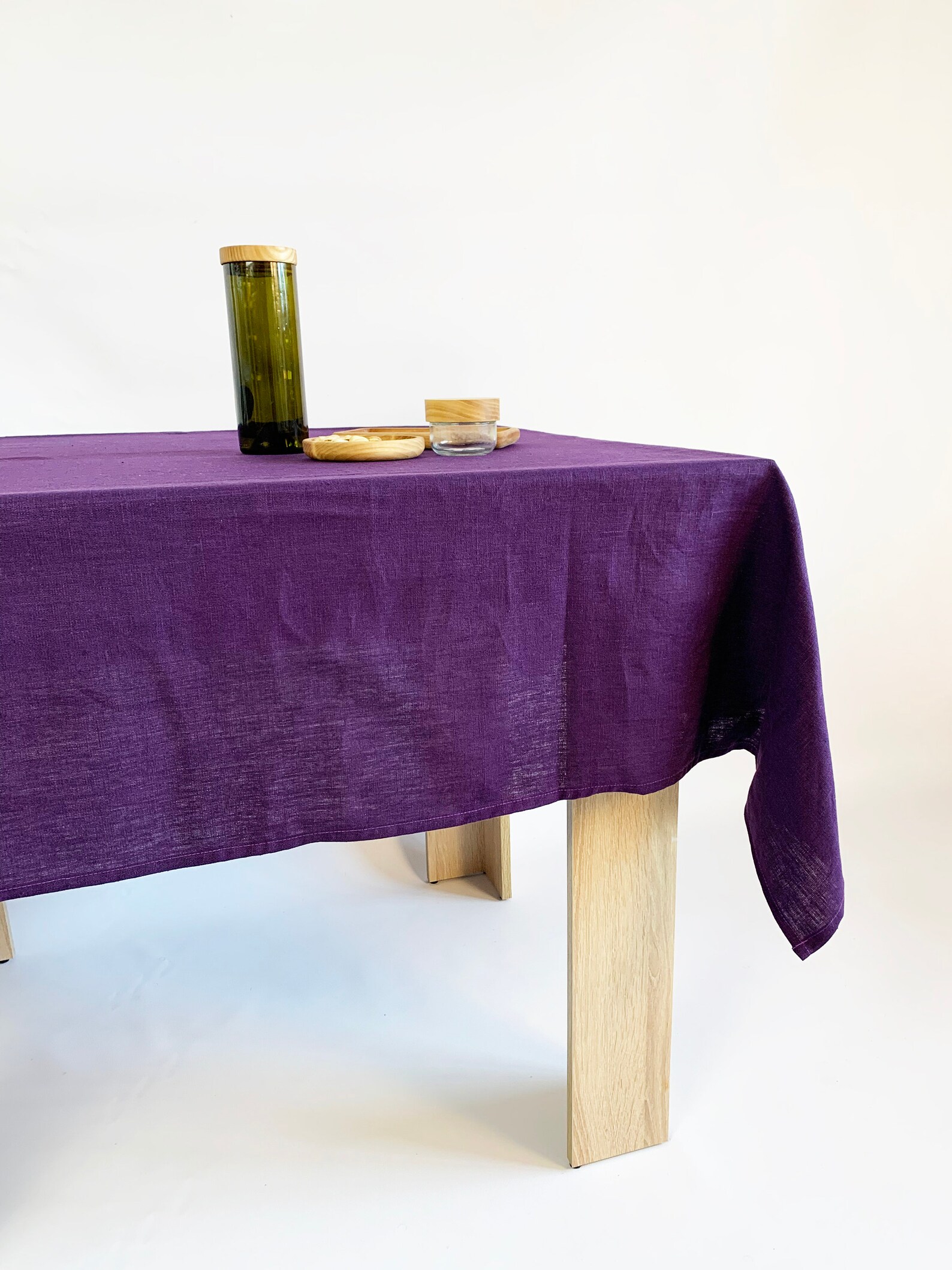 Deep purple Violet linen tablecloth Various size eggplant | Etsy