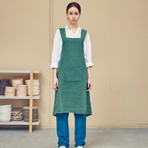 Japanese Cross Back Linen Apron | Kitchen Garden Chefs Unisex Cross ...