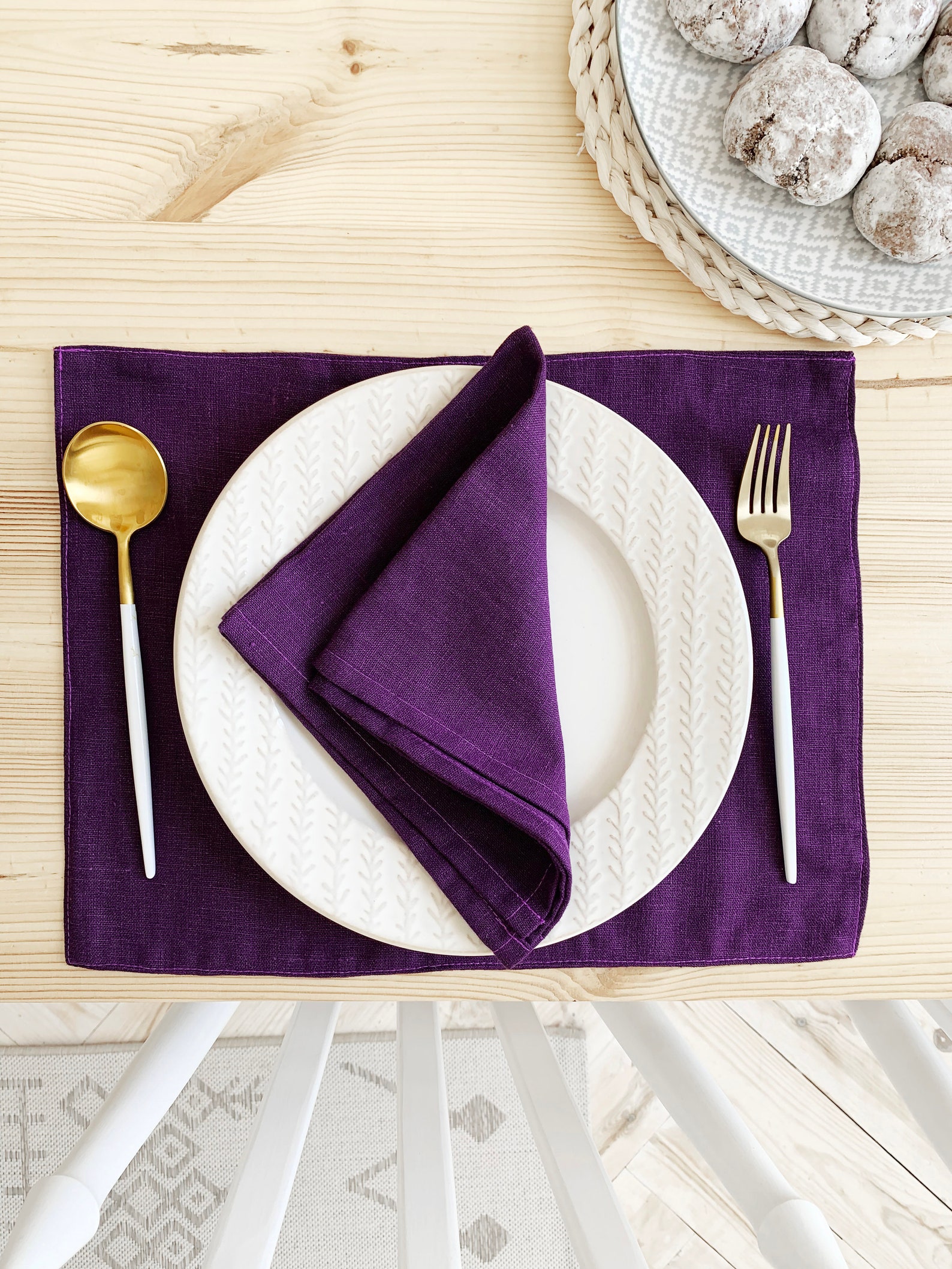Violet Linen Placemats Set of 2 Deep Purple Dinner Cloth Table Place ...