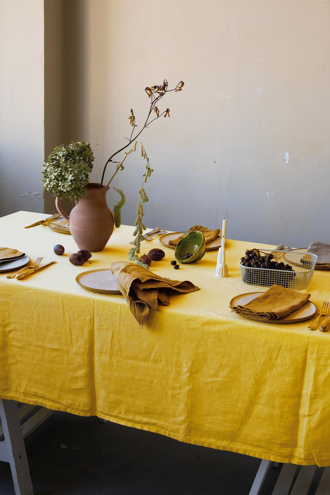 Yellow Linen Tablecloth Custom Size Large Rectangle Square Round Small ...
