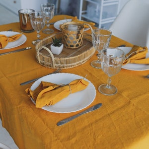Mustard Yellow Linen Tablecloth in Various Sizes Rectangle - Etsy